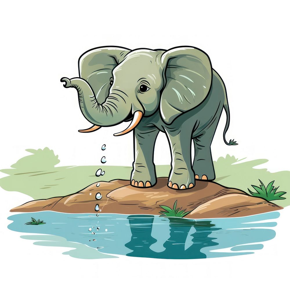 Elephant playing water wildlife cartoon | Premium Photo Illustration ...