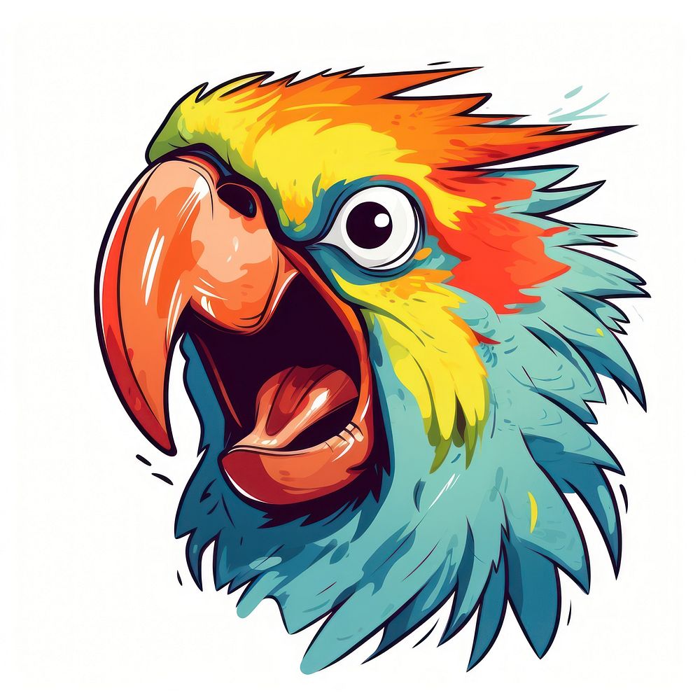 Happy parrot drawing cartoon animal. | Free Photo Illustration - rawpixel