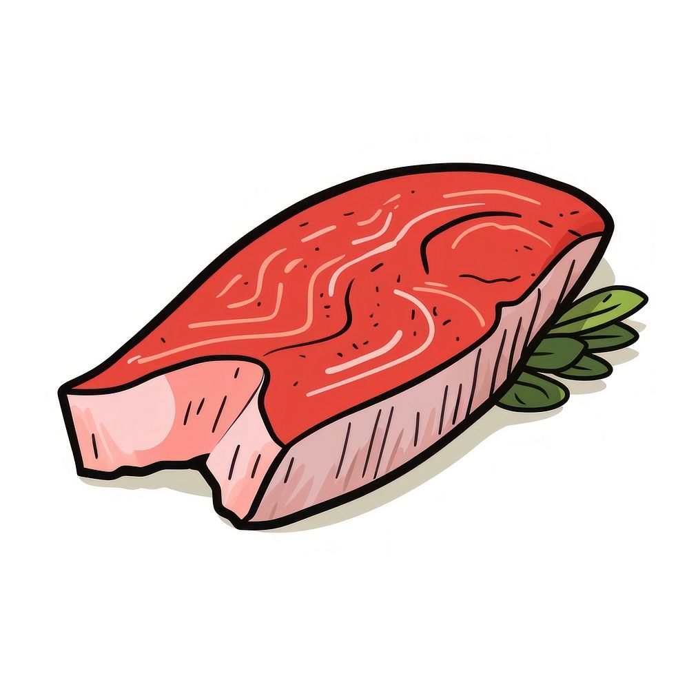 Salmon steak cartoon meat food. | Free Photo Illustration - rawpixel