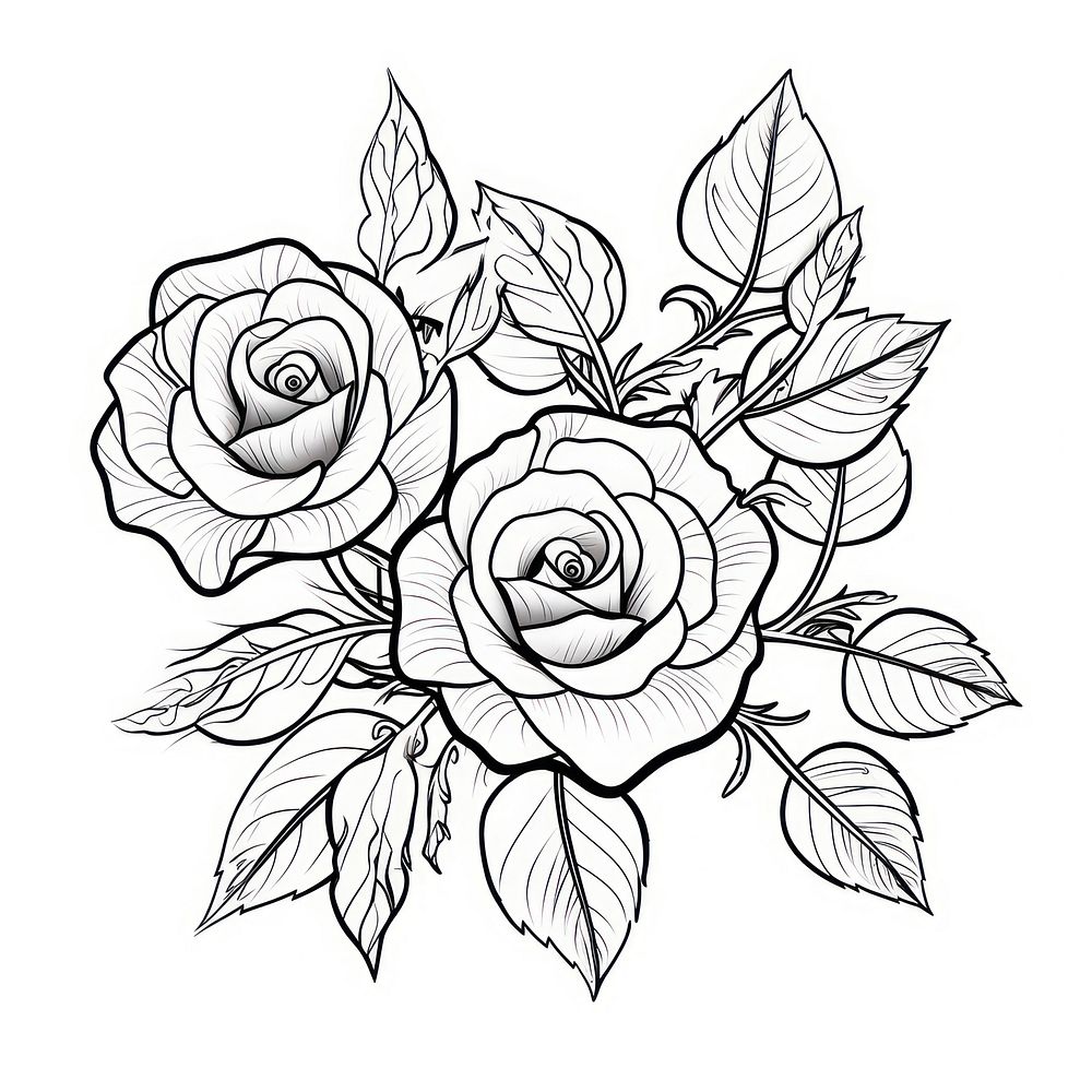Rose bouquet sketch pattern drawing. | Premium Photo Illustration ...