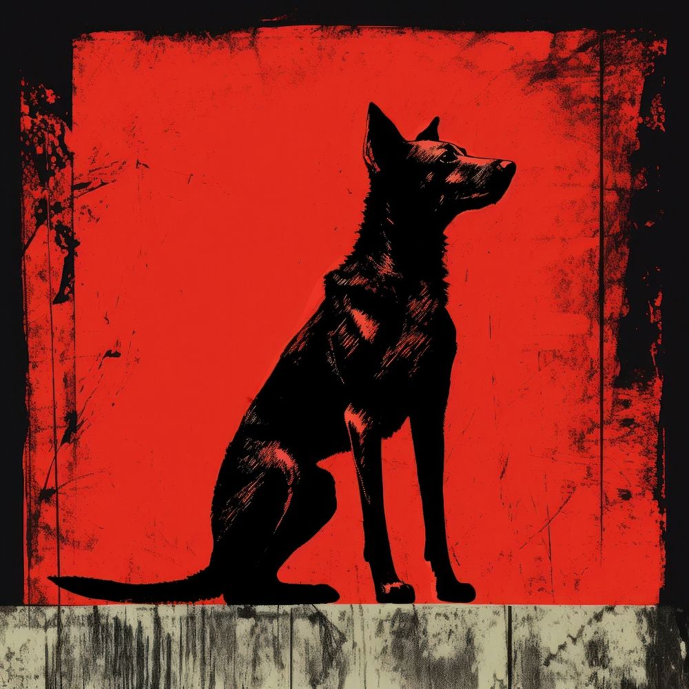Red dog art silhouette mammal | Free Photo Illustration - rawpixel