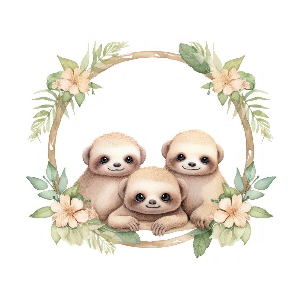 Baby sloths cercle border mammal | Premium Photo Illustration - rawpixel