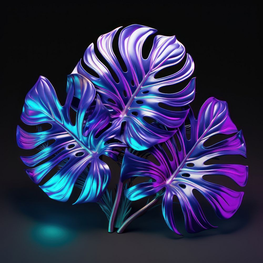 Monstera purple violet light. | Premium Photo Illustration - rawpixel