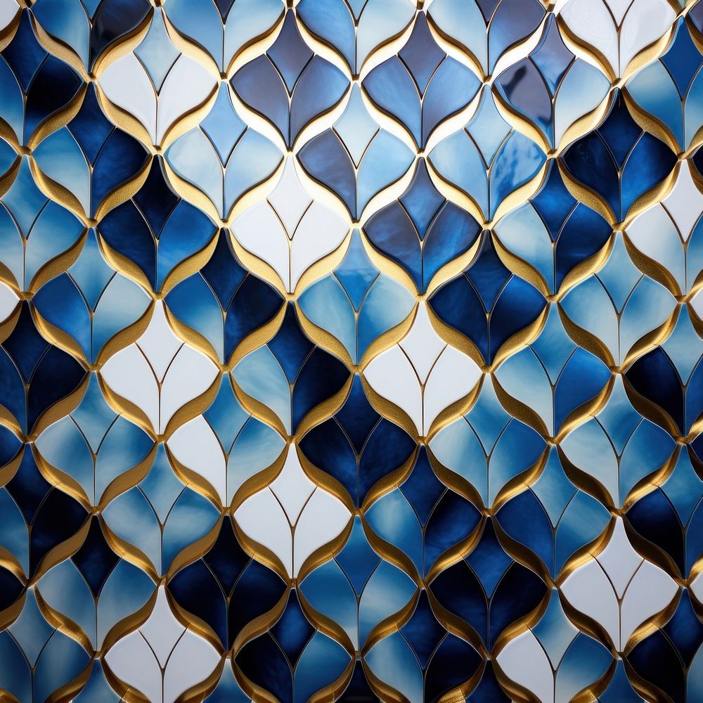 Tiles blue gold pattern backgrounds | Free Photo - rawpixel