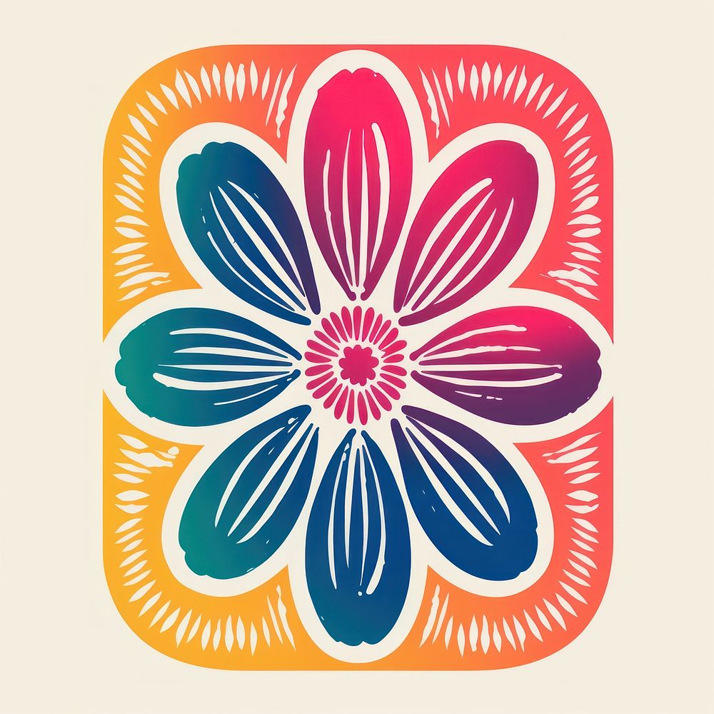 Flower Risograph style pattern shape | Free Photo Illustration - rawpixel