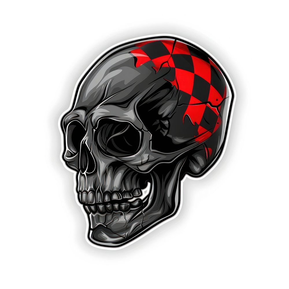 Racing sticker skull cartoon helmet | Free Photo Illustration - rawpixel