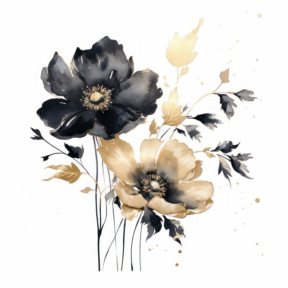 Black color flowers painting plant | Premium Photo Illustration - rawpixel