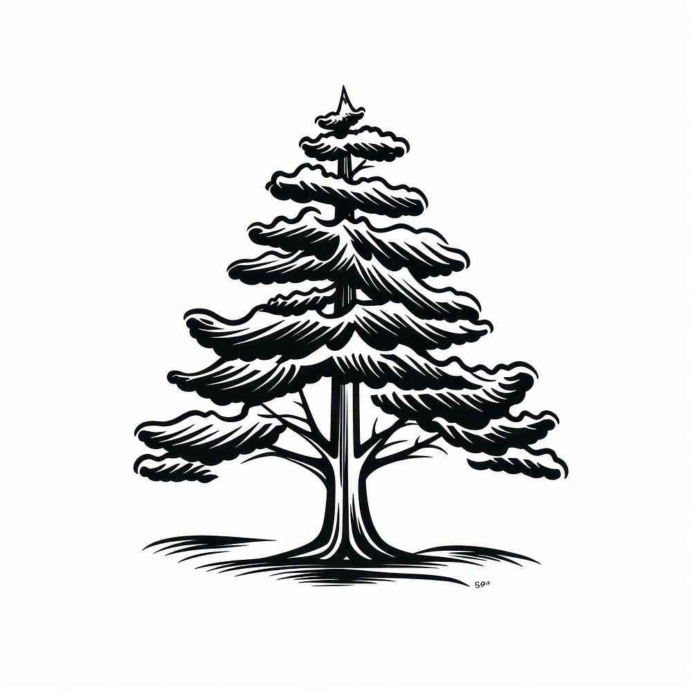black pine tree old school | Free Photo Illustration - rawpixel