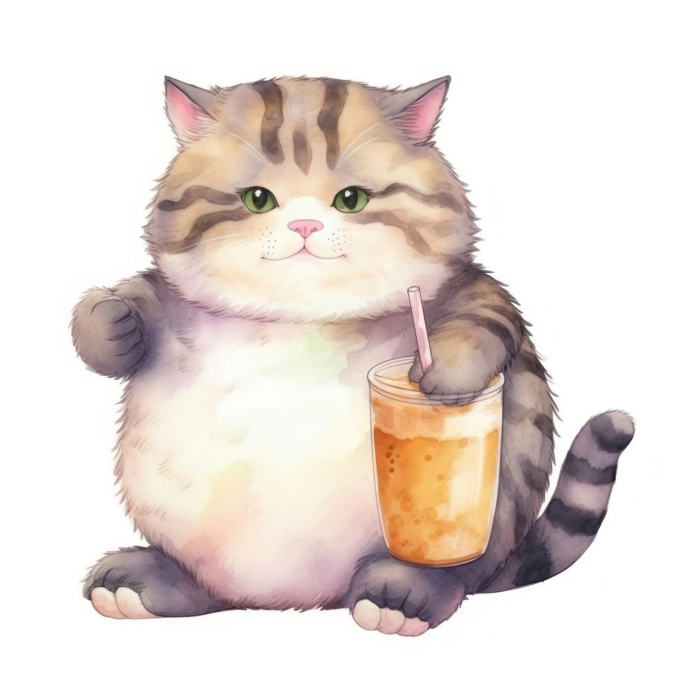 Cat hugging bubble tea animal | Free Photo Illustration - rawpixel