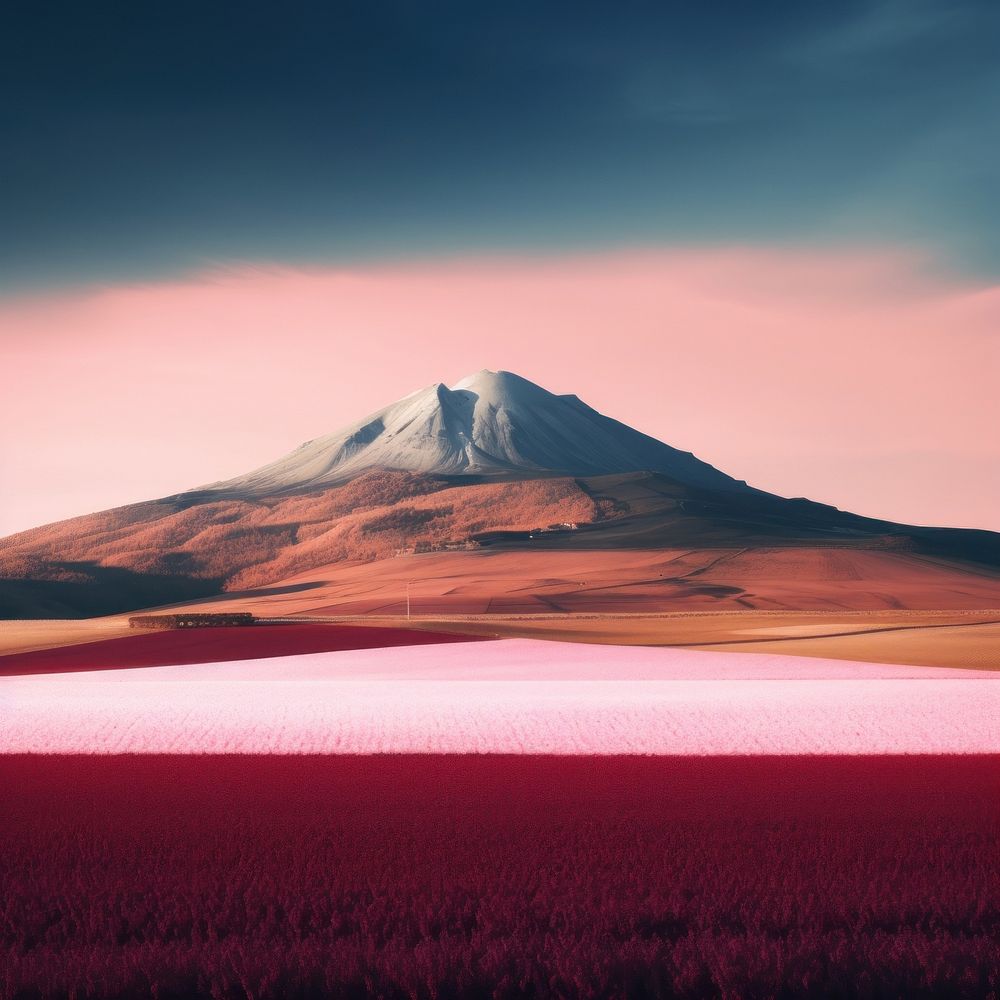 Photo mountain landscape pink stratovolcano. | Premium Photo - rawpixel