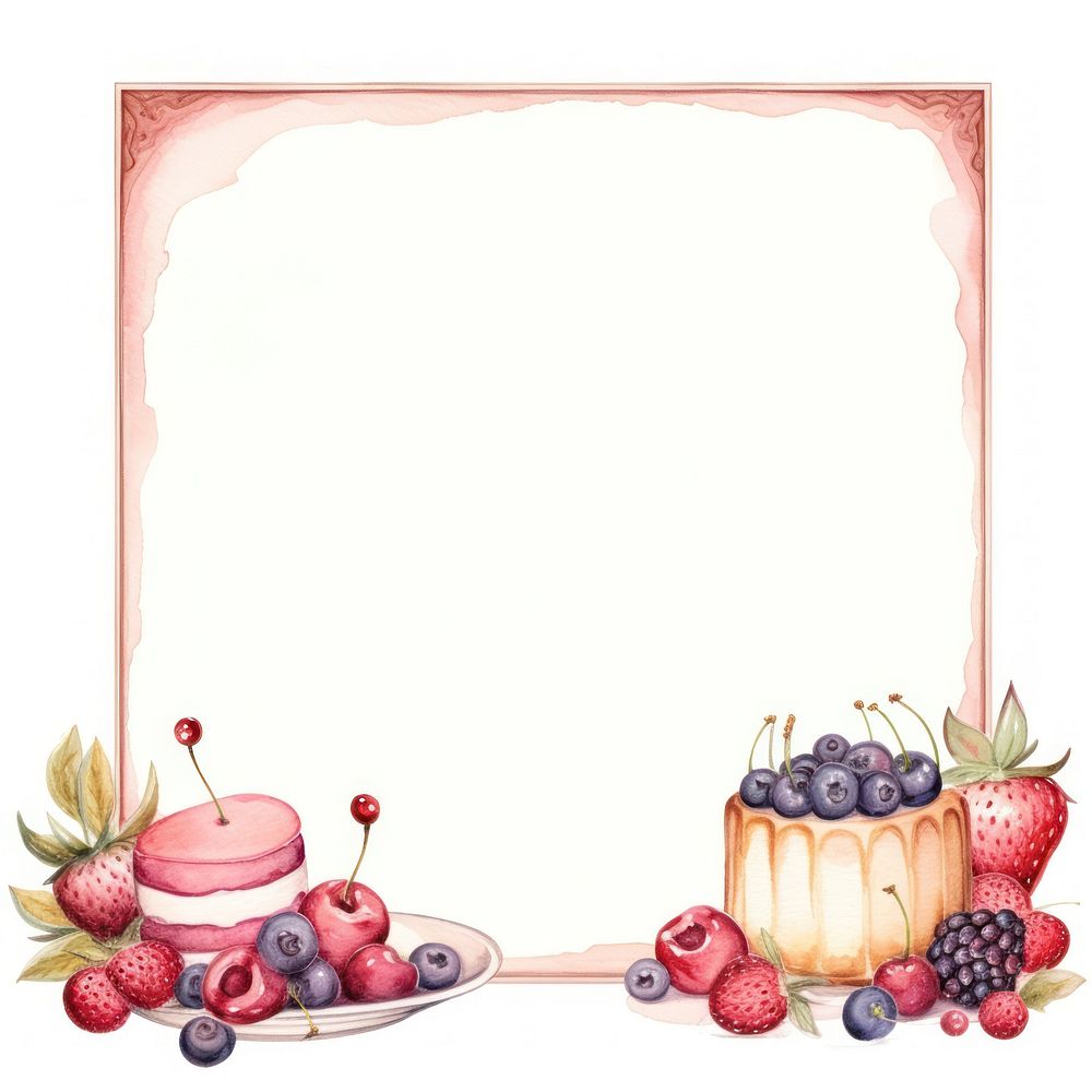 Dessert border frame blueberry raspberry | Premium Photo Illustration ...