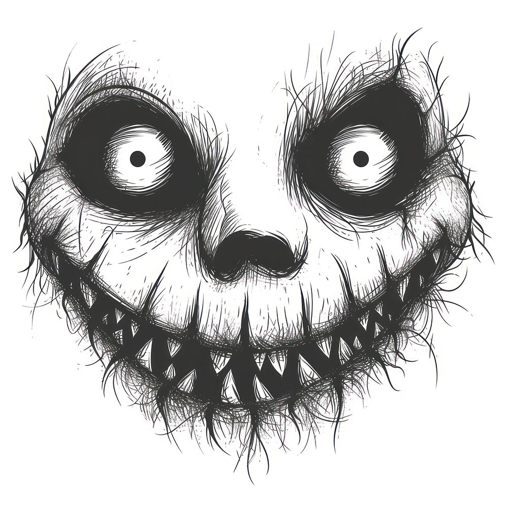 Horror scary face halloween drawing | Free Photo Illustration - rawpixel