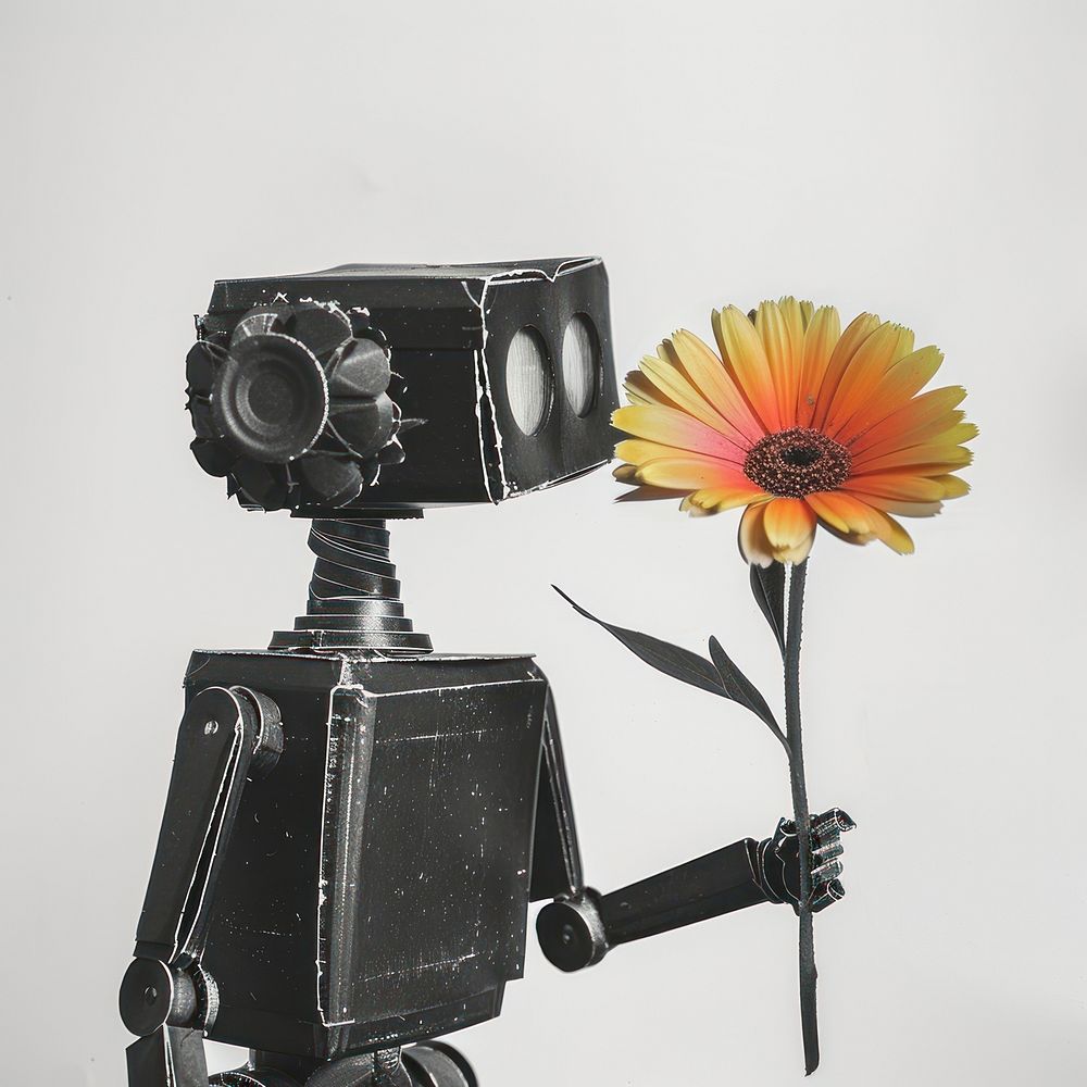 Paper collage robot flower sunflower | Free Photo Illustration - rawpixel