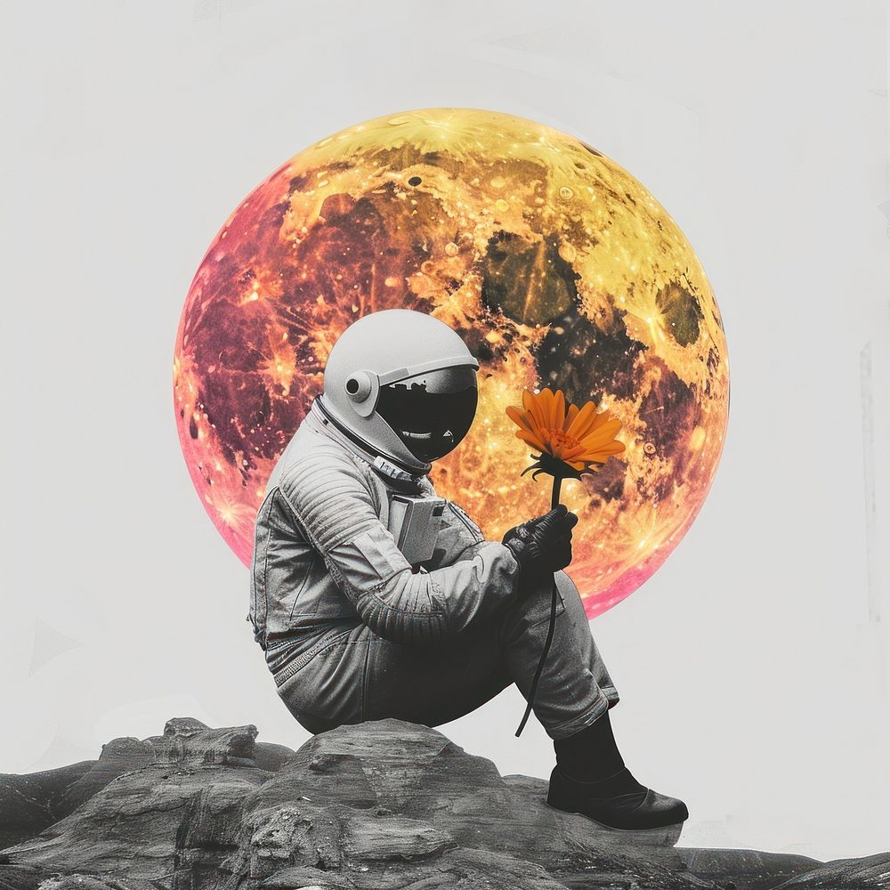 Paper collage astronaut moon astronomy | Premium Photo Illustration ...
