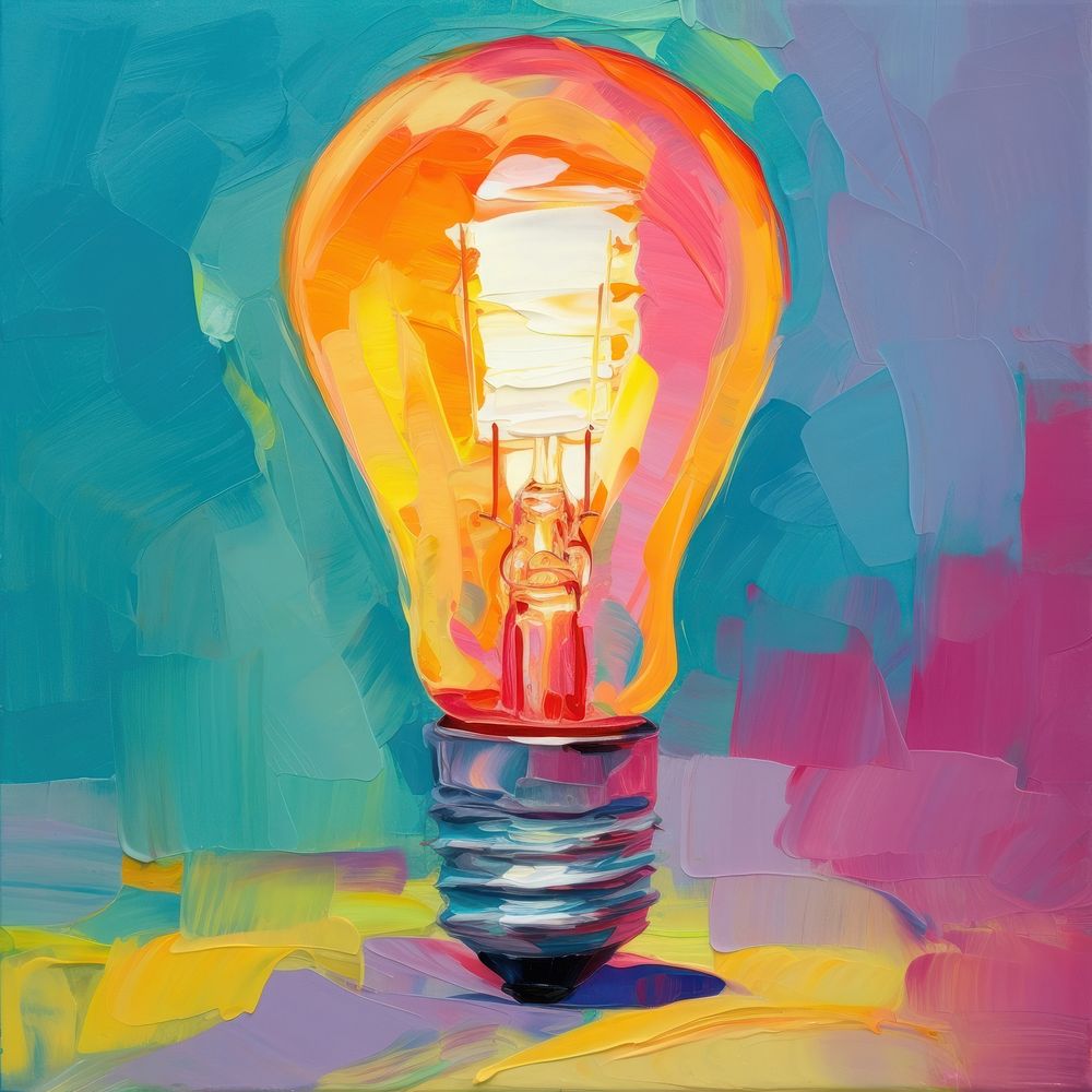 Light bulb lightbulb painting electricity. | Premium Photo Illustration ...