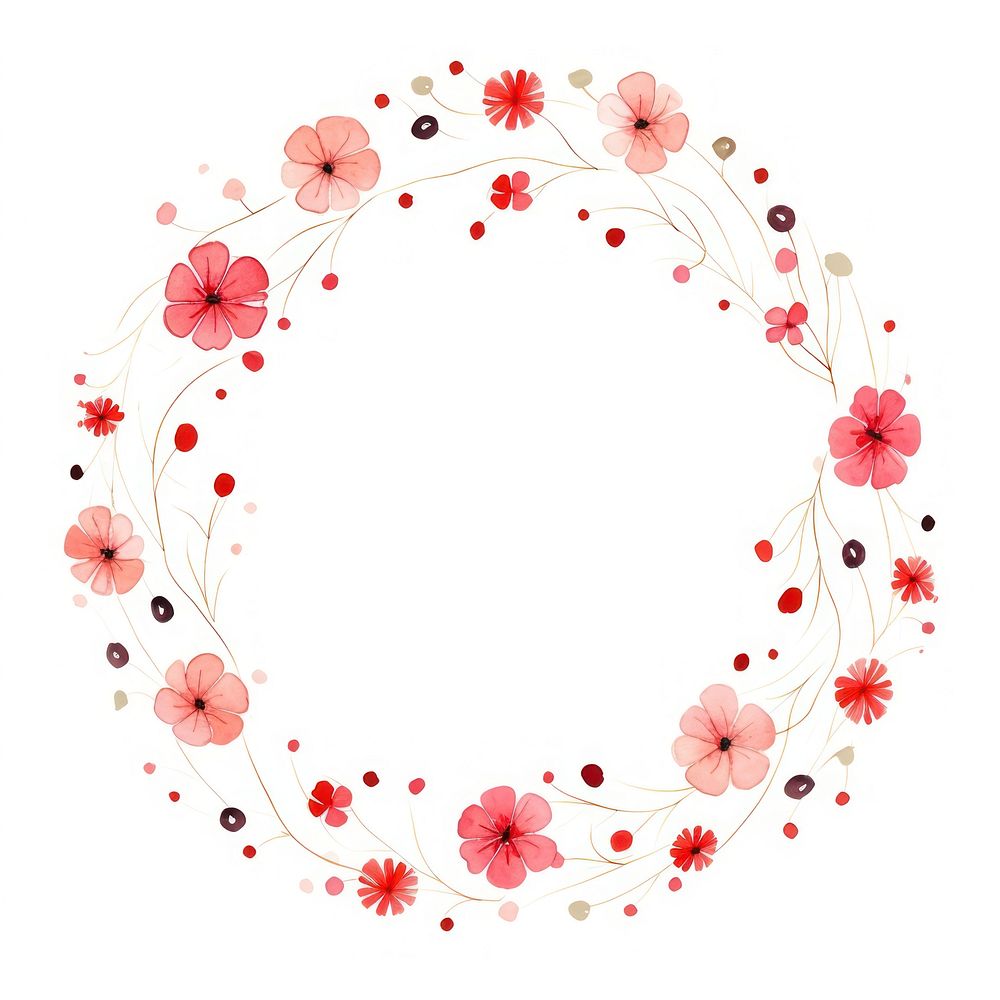 Red flowers circle border pattern | Premium Photo Illustration - rawpixel