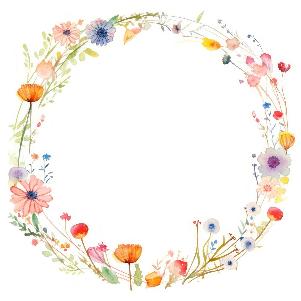 Wildflowers circle border pattern wreath | Free Photo Illustration ...