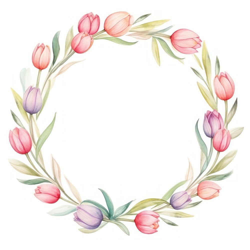 Tulip flowers circle border pattern | Free Photo Illustration - rawpixel