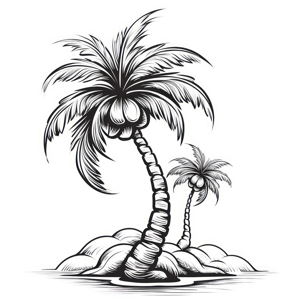Coconut tree drawing sketch plant. | Premium Photo Illustration - rawpixel