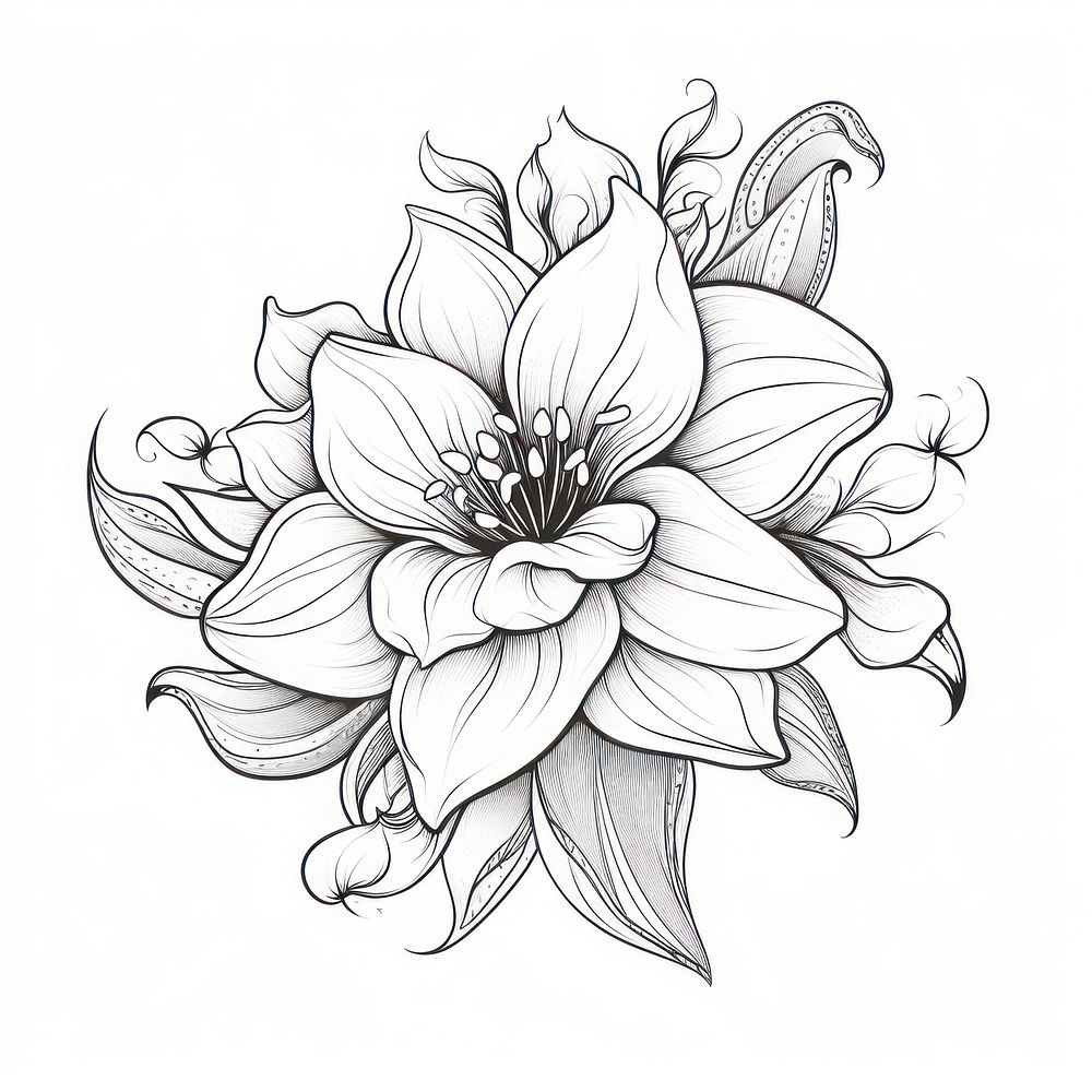 Champa flower drawing sketch white. | Free Photo Illustration - rawpixel