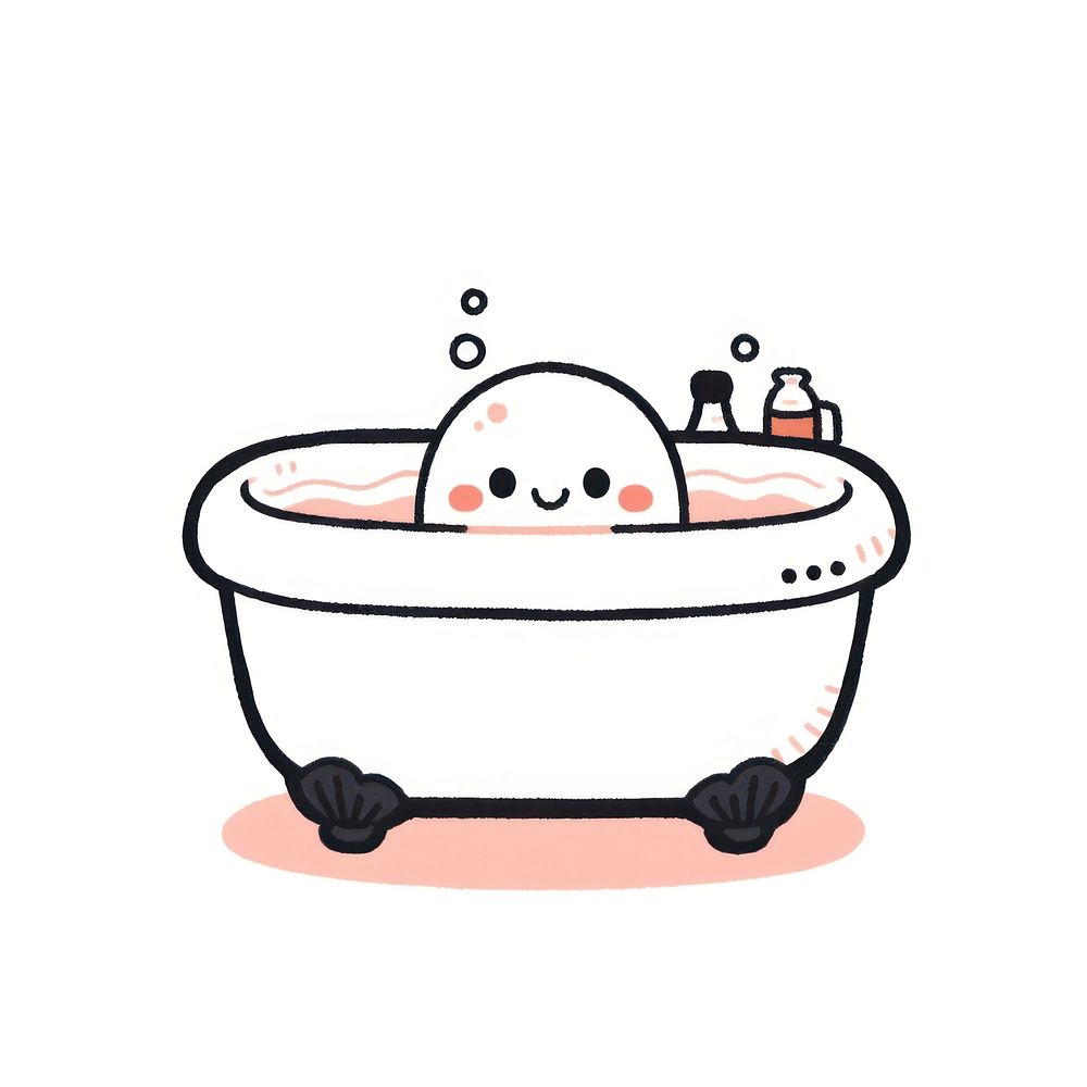 Bathtub doodle bathroom cartoon. | Free Photo Illustration - rawpixel