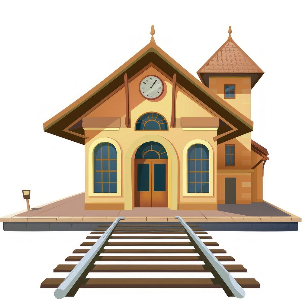 Cartoon Train station architecture building | Free Photo Illustration ...