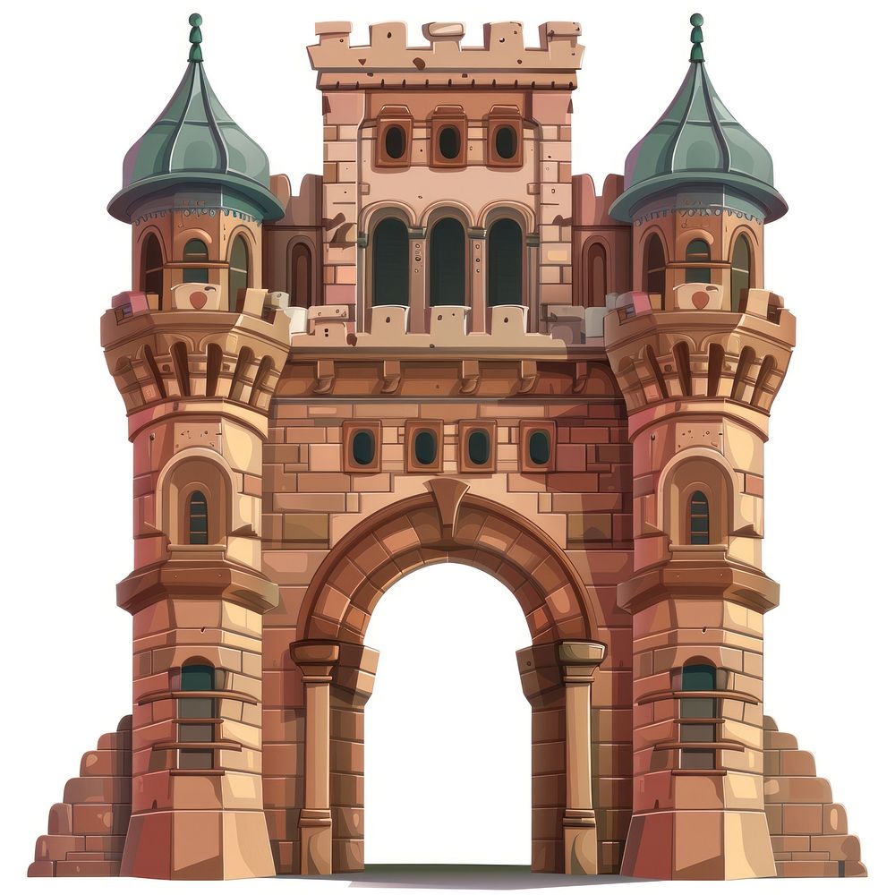 Cartoon Arch tower architecture building | Free Photo Illustration ...