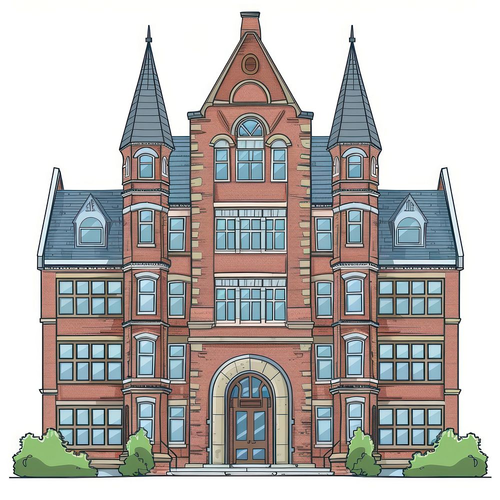Cartoon College architecture building house. | Premium Photo ...