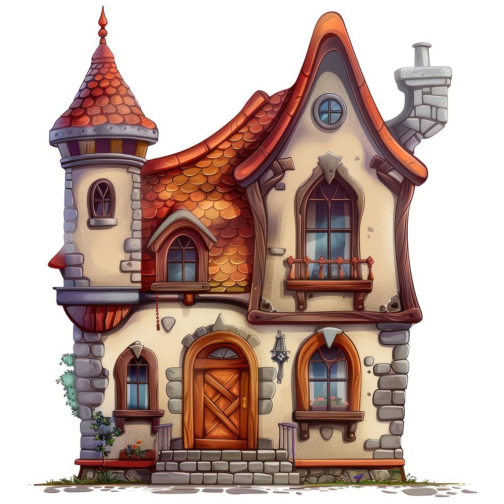 Cartoon Old house architecture building | Premium Photo Illustration ...