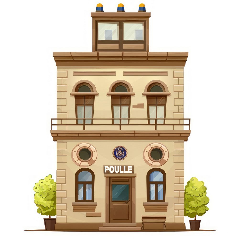 Cartoon police station architecture building | Premium Photo ...