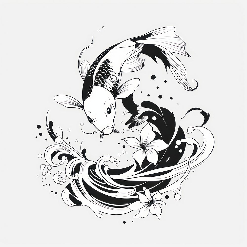 Koi fish pattern drawing sketch. | Free Photo Illustration - rawpixel