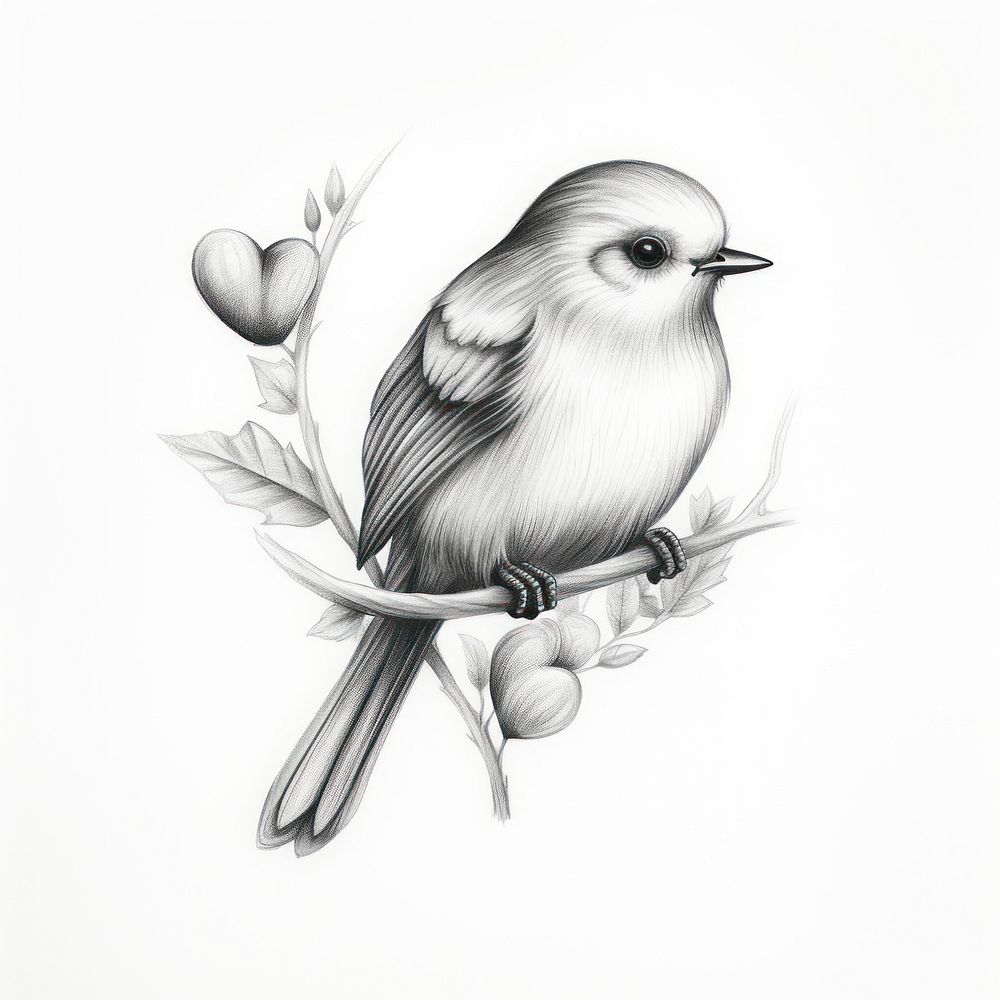 Love bird drawing sketch white. | Free Photo Illustration - rawpixel