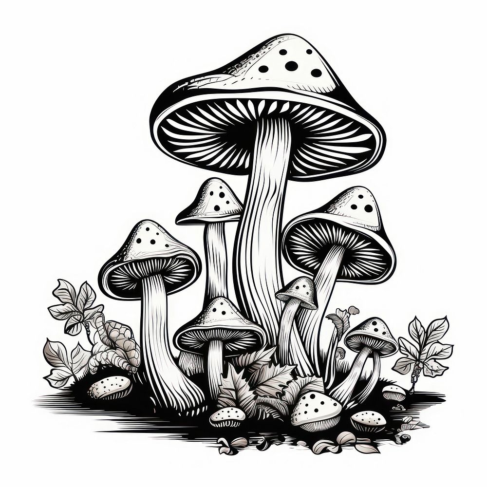 Mushrooms drawing fungus agaric. | Premium Photo Illustration - rawpixel
