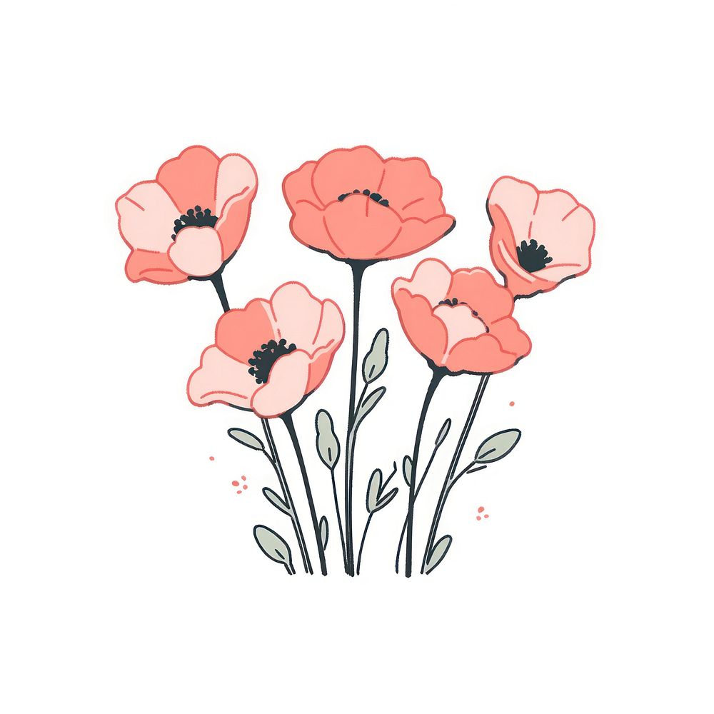 Pink poppies flower drawing sketch | Premium Photo Illustration - rawpixel