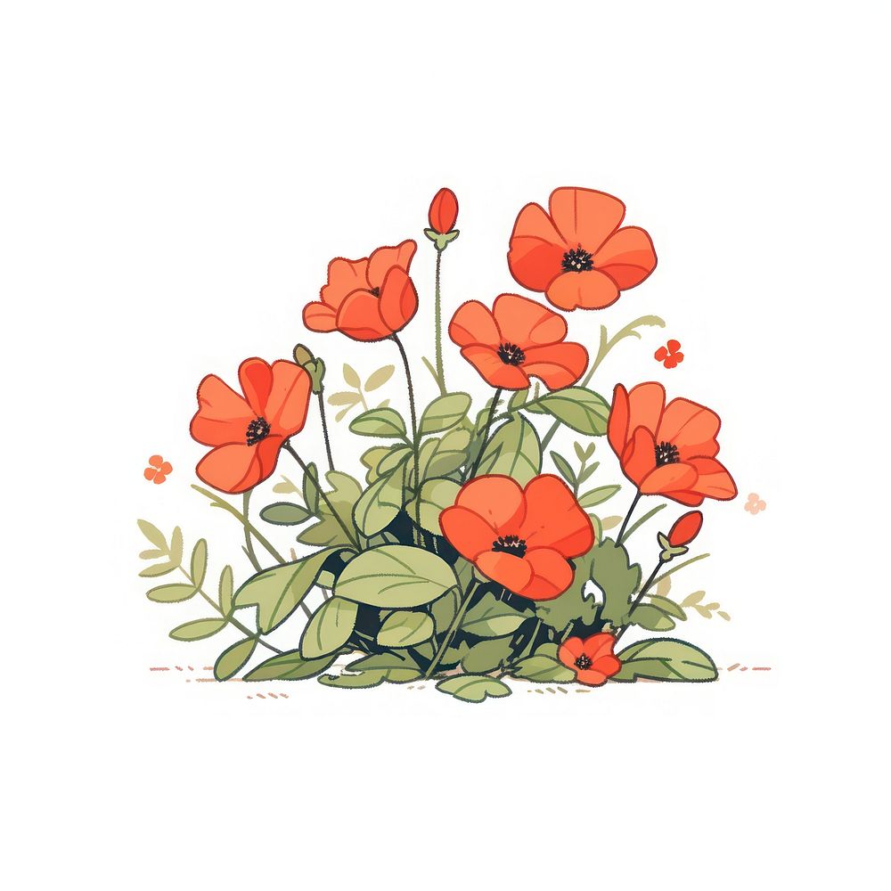 Red poppies flower drawing sketch | Premium Photo Illustration - rawpixel