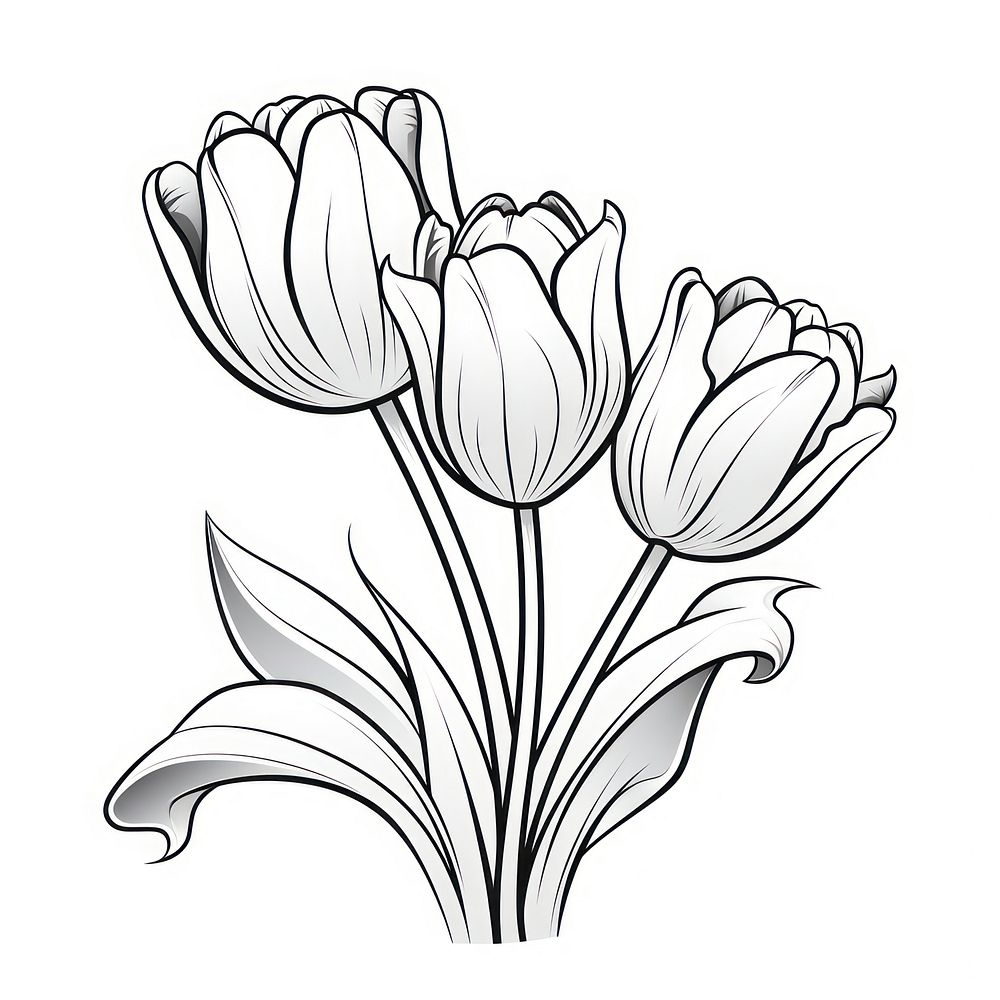 Tulip flower drawing sketch plant. | Premium Photo Illustration - rawpixel