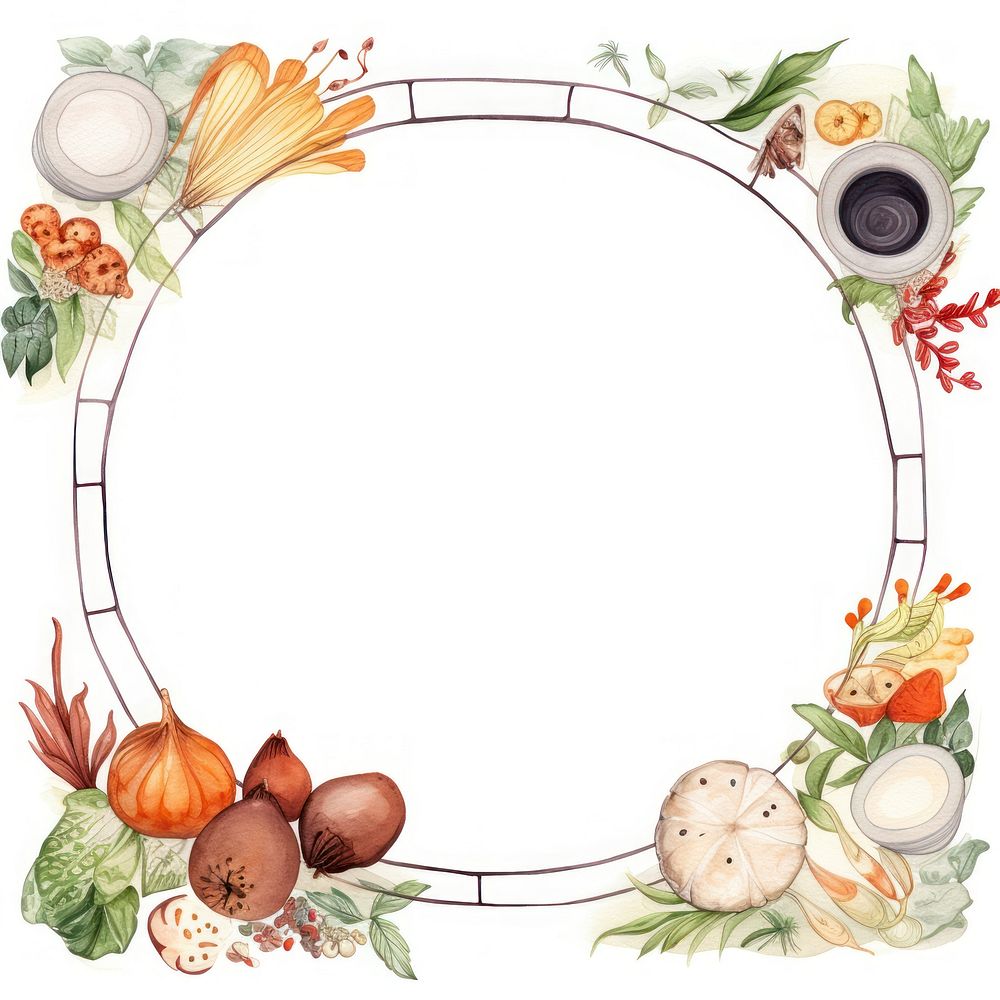 Chinese food frame watercolor wreath | Premium Photo Illustration ...