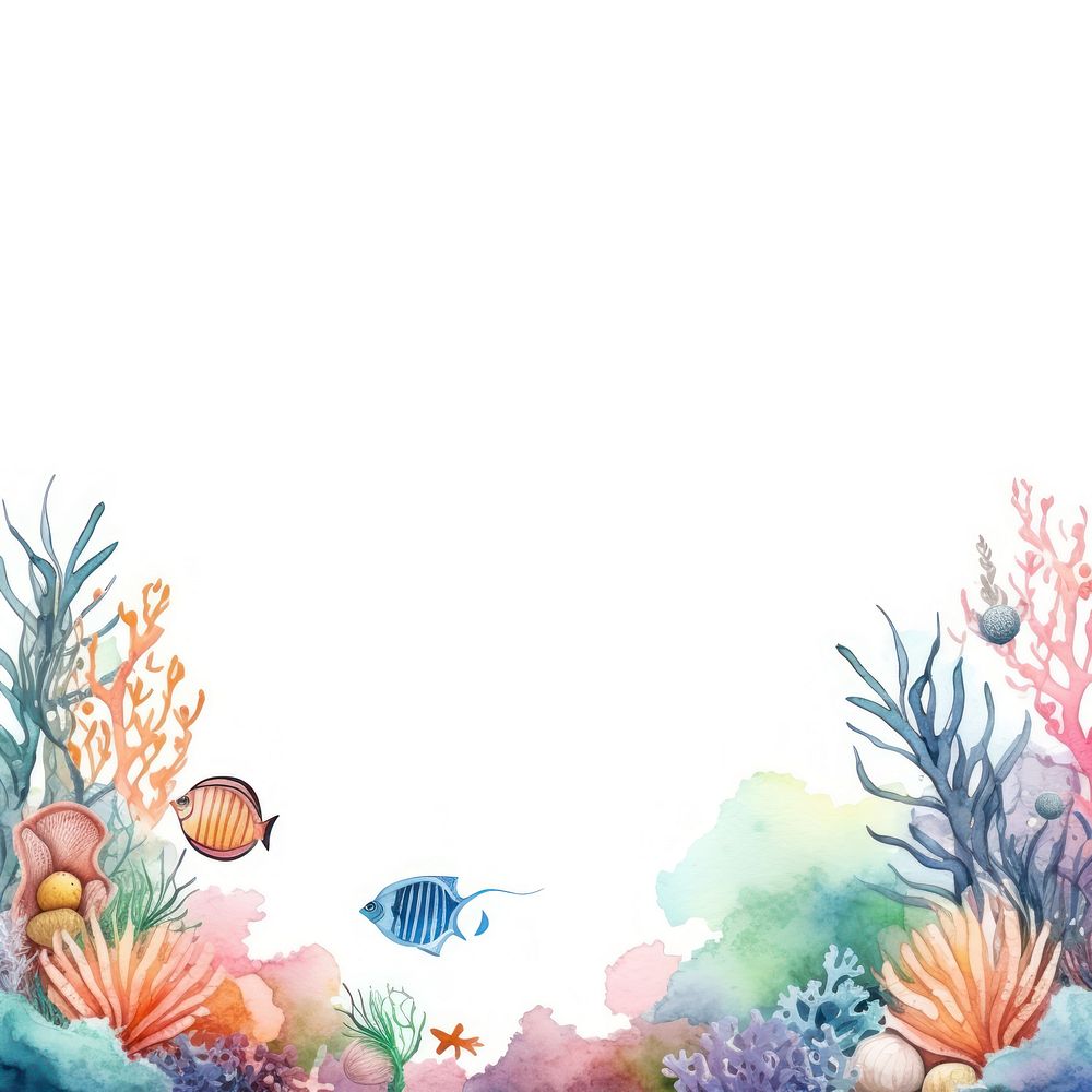 Sea life border watercolor outdoors | Free Photo Illustration - rawpixel