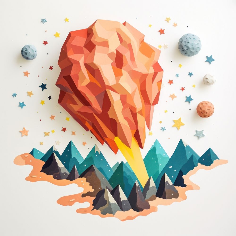 Meteor origami nature paper. | Premium Photo Illustration - rawpixel