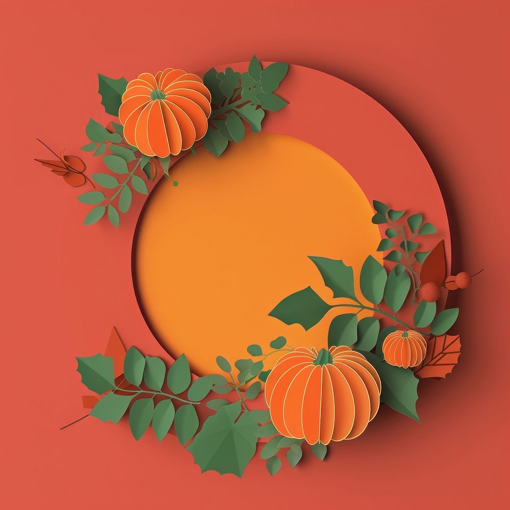 Pumpkin circle border pattern plant | Premium Photo - rawpixel