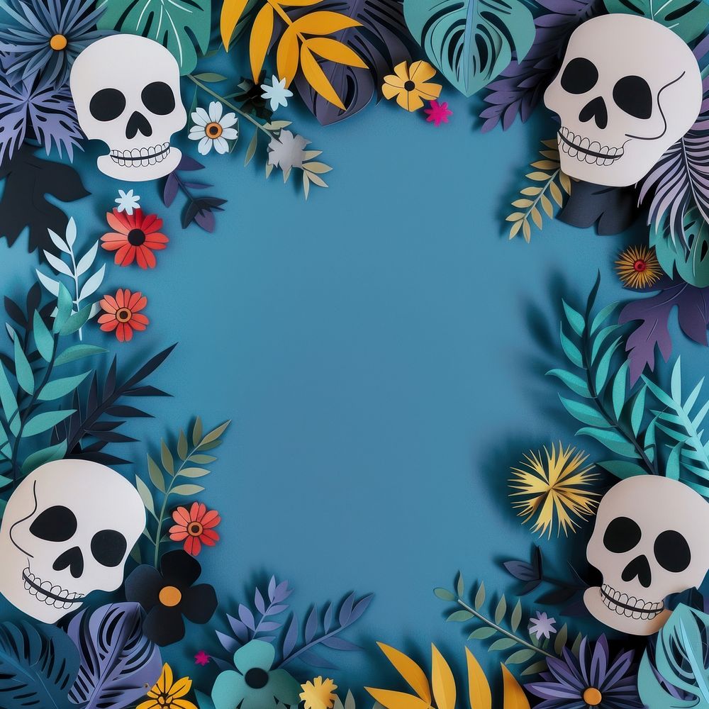 Skulls square border art celebration | Free Photo - rawpixel