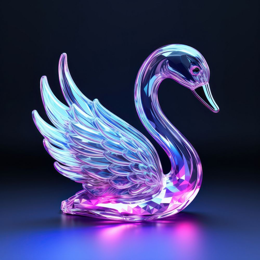 Neon small swan light representation | Premium Photo Illustration ...