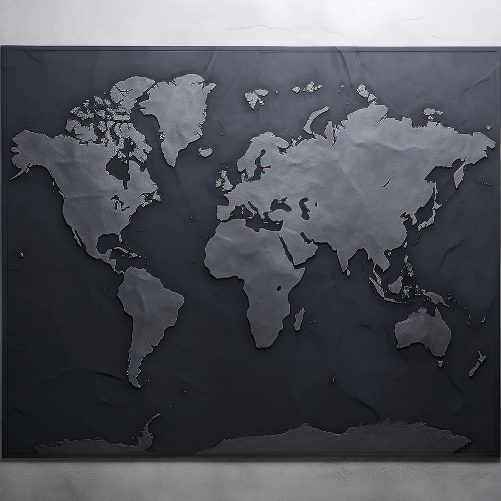 World map black architecture blackboard. | Premium Photo Illustration ...