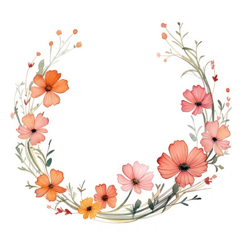 Cosmos border watercolor pattern circle | Free Photo Illustration ...