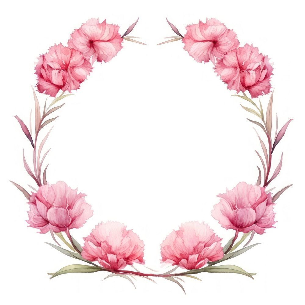 Carnation border watercolor flower circle | Premium Photo Illustration ...