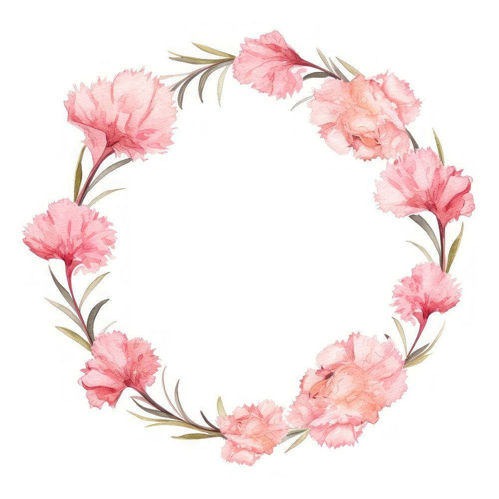 Carnation border watercolor circle flower | Premium Photo Illustration ...