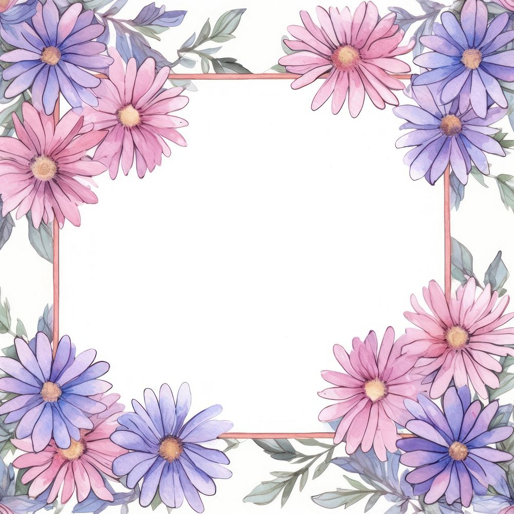 Aster border watercolor backgrounds pattern | Free Photo Illustration ...