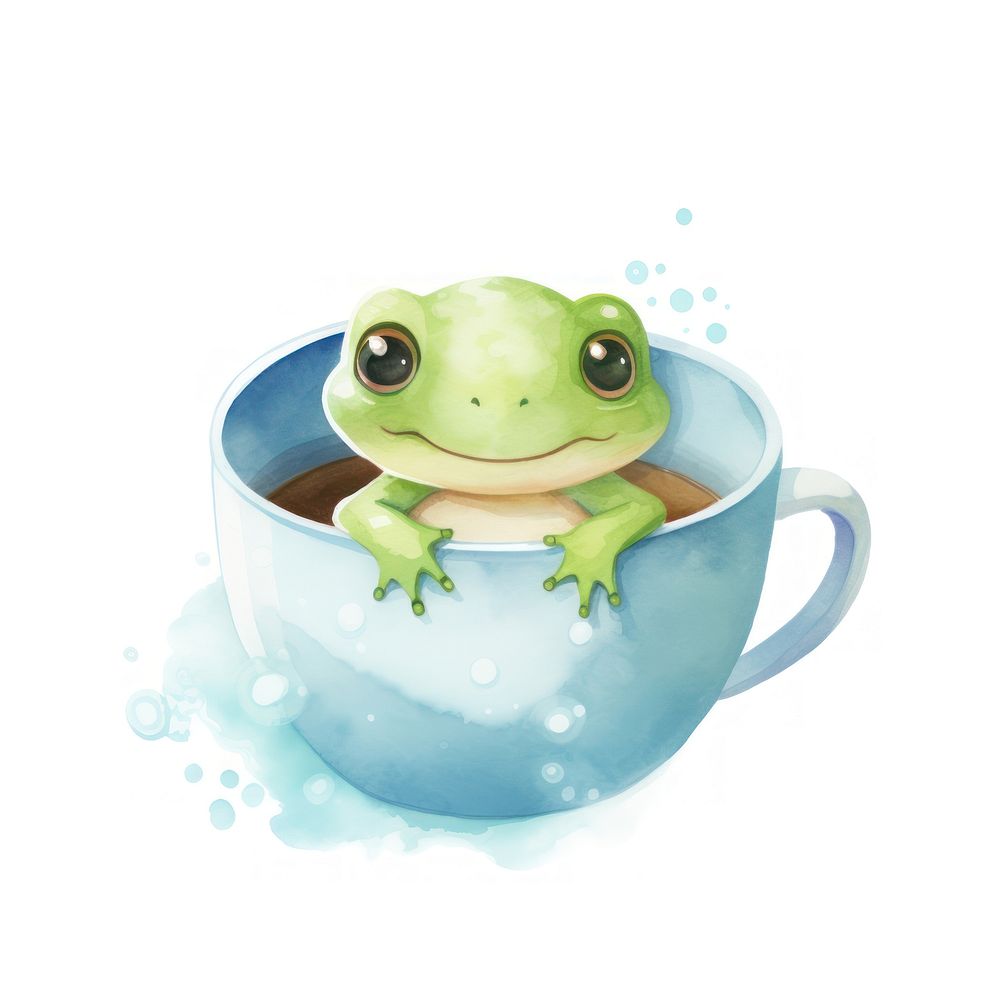 Watercolor frog pop teacup amphibian | Free Photo Illustration - rawpixel