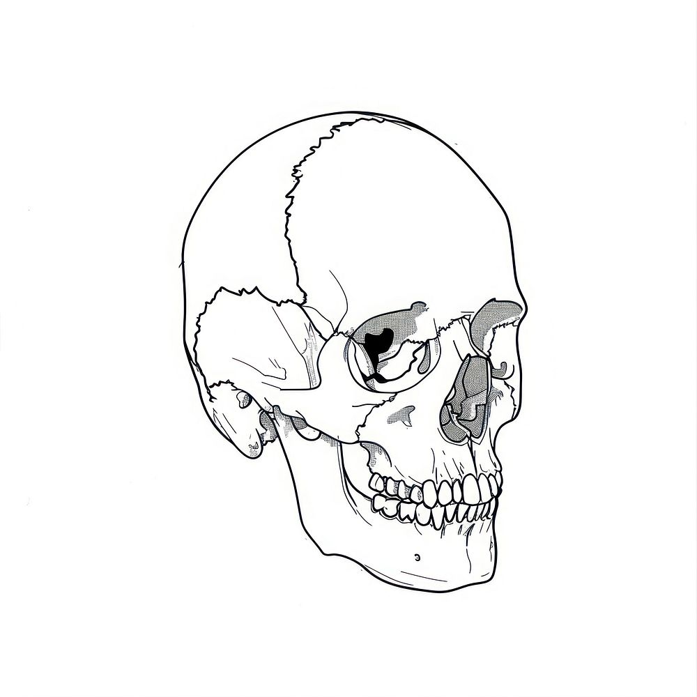 human skull drawing sketch illustrated. | Free Photo Illustration ...