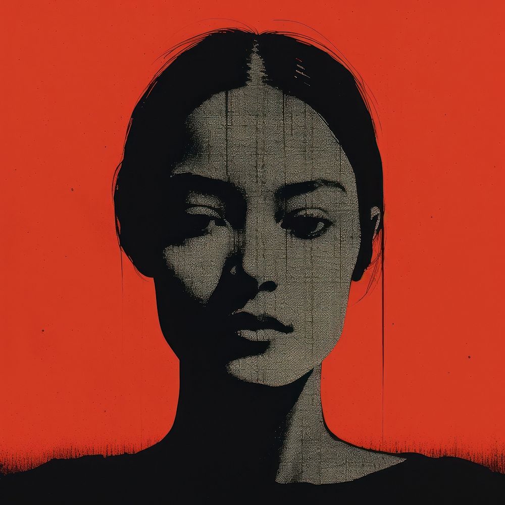 Silkscreen woman portrait adult black | Free Photo Illustration - rawpixel